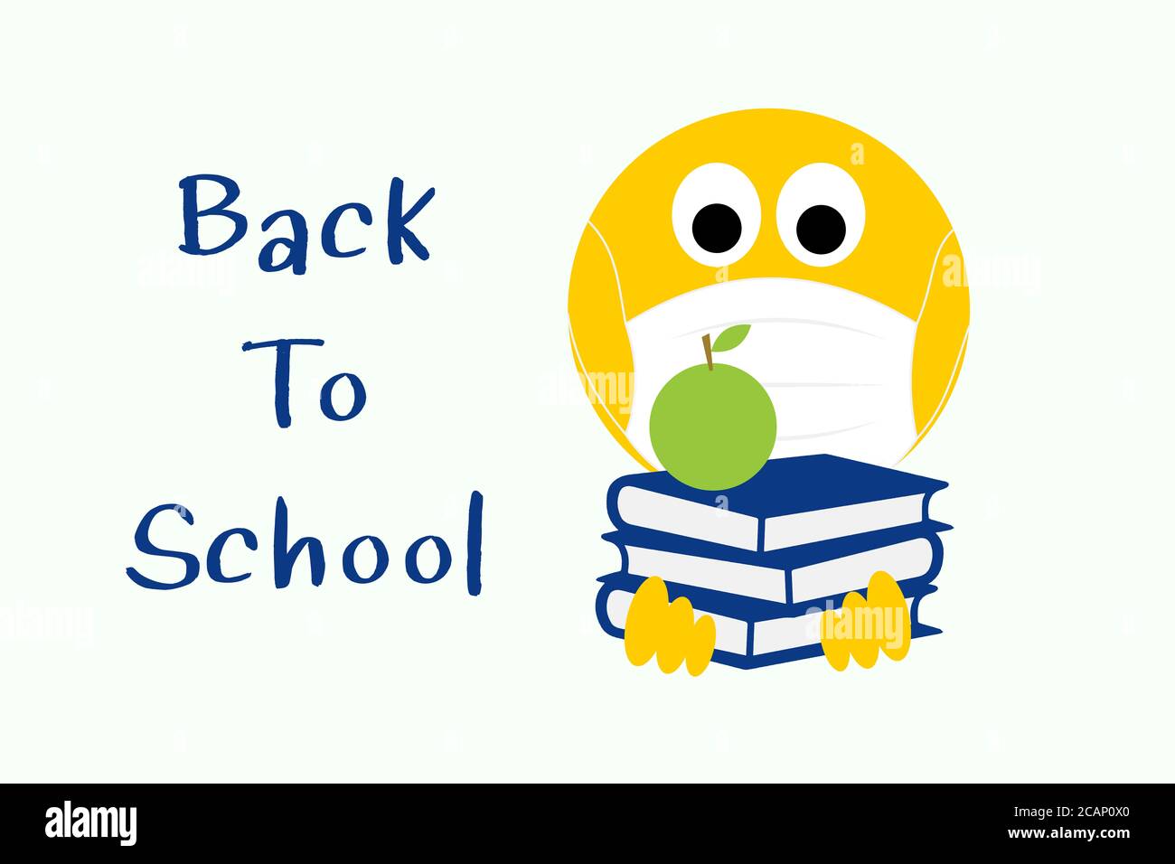 Back to school student emoji with books and apple, Coronavirus, covid ...