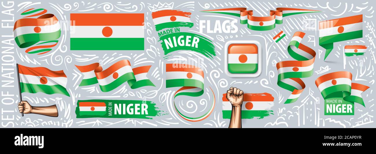 Vector set of the national flag of Niger in various creative designs ...