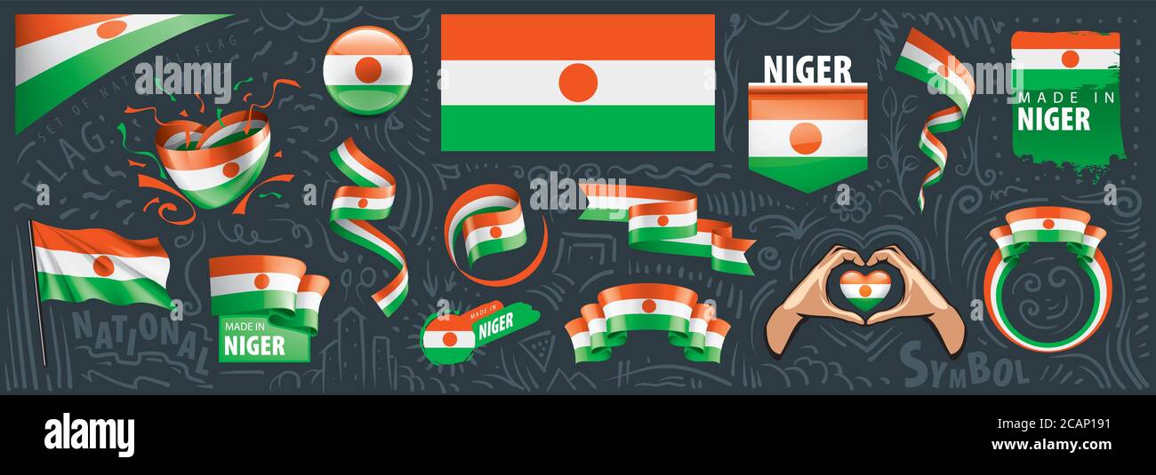 Vector set of the national flag of Niger in various creative designs ...