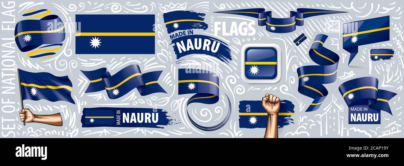 Vector set of the national flag of Nauru in various creative designs ...