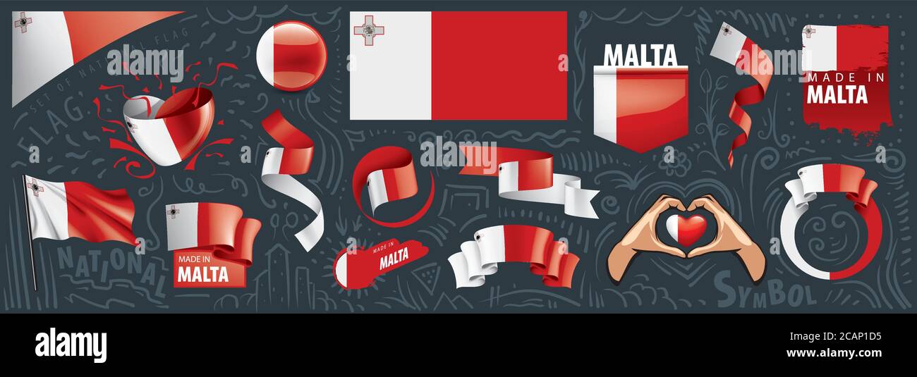 Vector set of the national flag of Malta in various creative designs ...