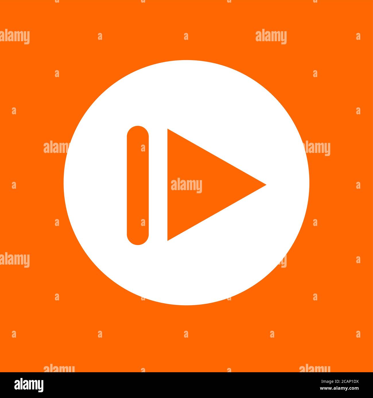 Next button sign icon. In white circle on a orange background Stock ...