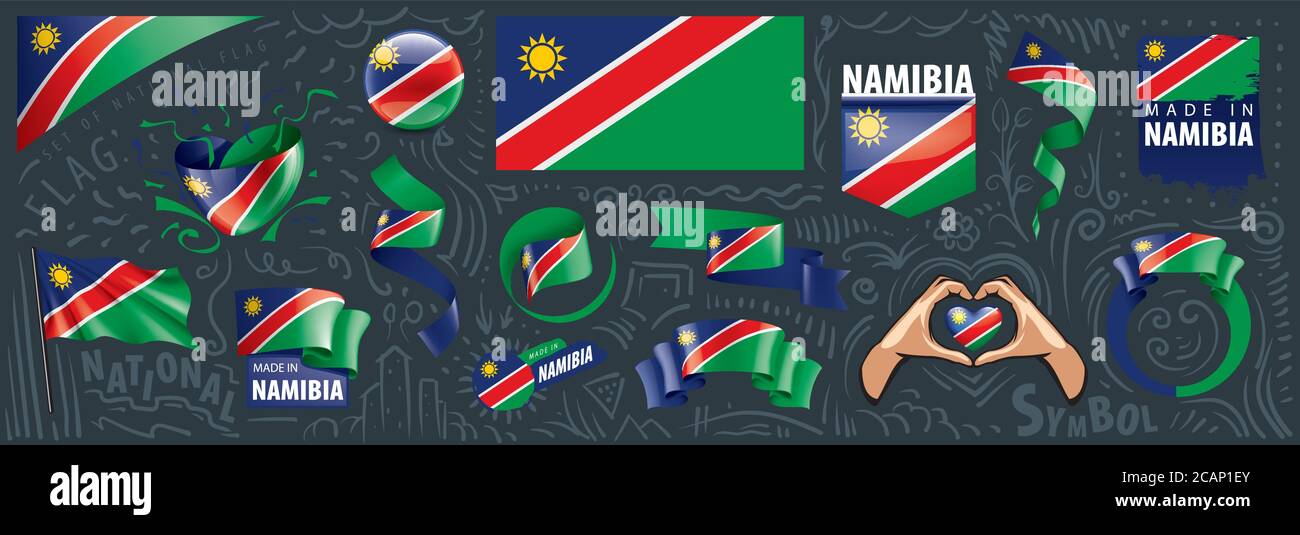 Vector set of the national flag of Namibia in various creative designs ...