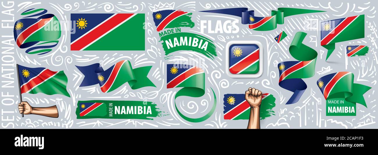 Vector set of the national flag of Namibia in various creative designs ...