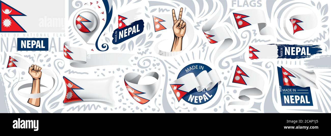 Vector set of the national flag of Nepal in various creative designs ...