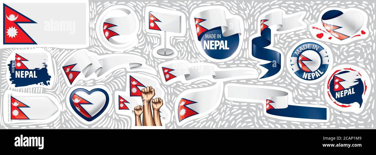 Vector set of the national flag of Nepal in various creative designs ...