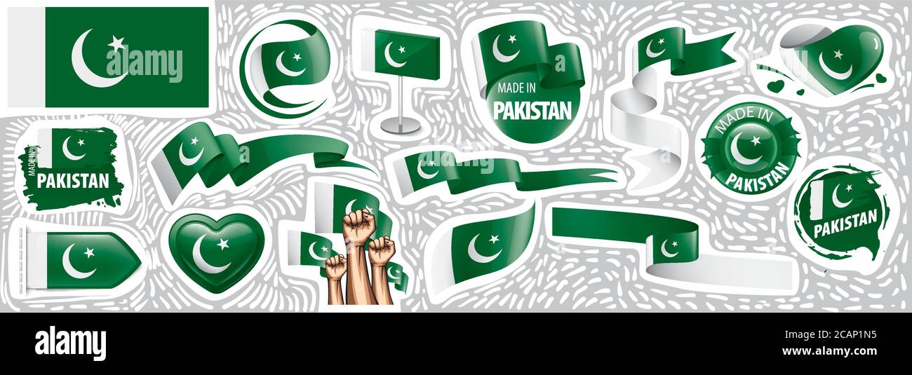 Vector set of the national flag of Pakistan in various creative designs ...