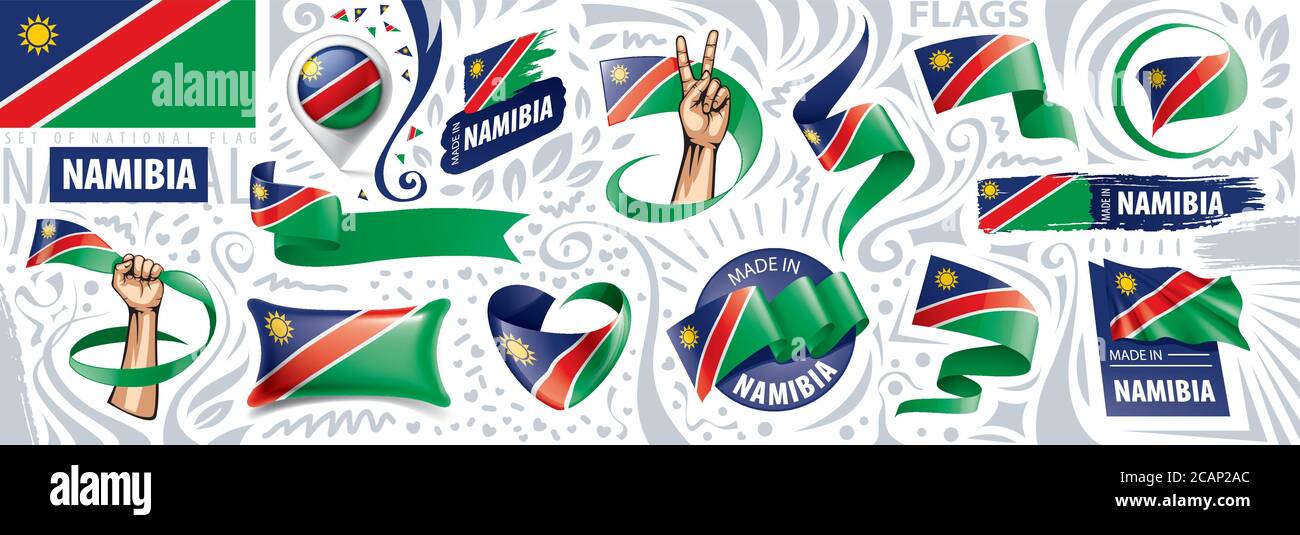 Vector set of the national flag of Namibia in various creative designs ...