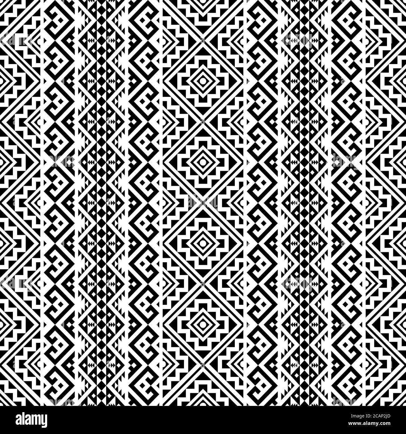 Seamless ethnic pattern. Traditional tribal pattern in black and white ...