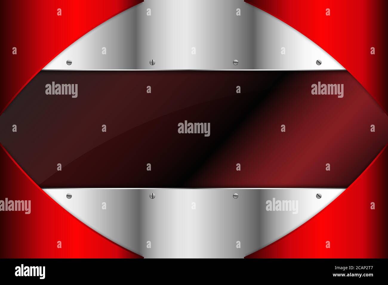 Metallic background.Red and silver with dark space.Metal technology ...