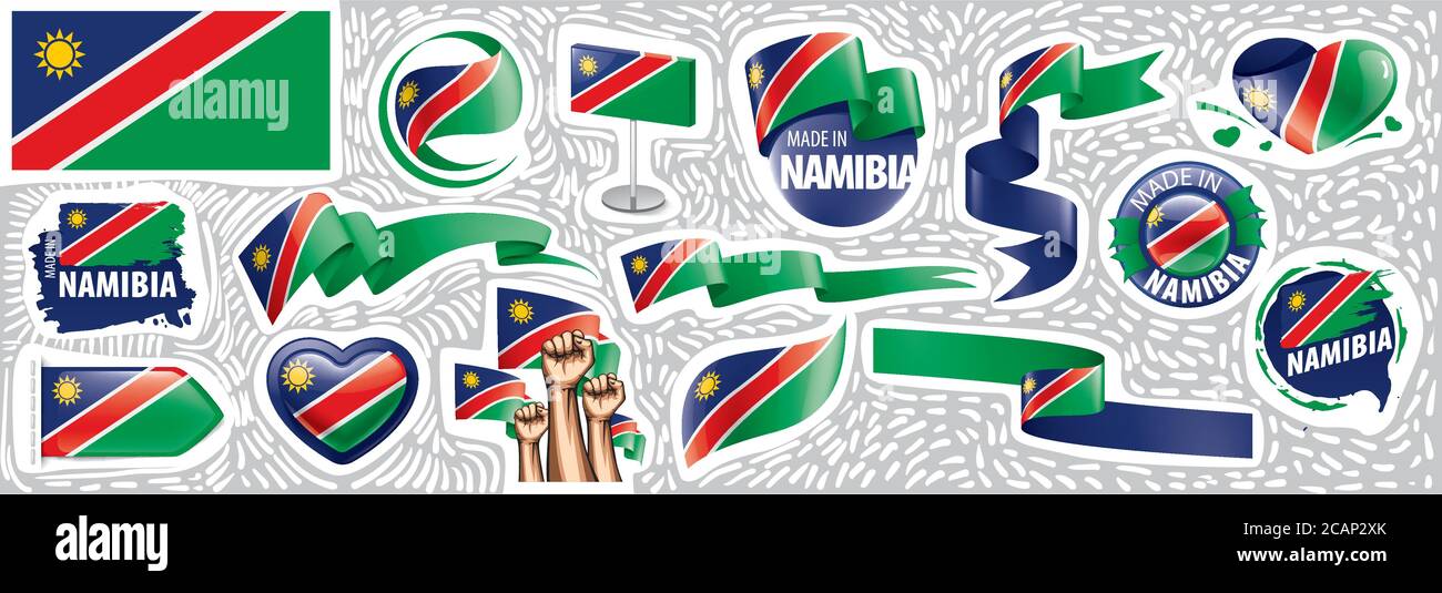 Vector set of the national flag of Namibia in various creative designs ...