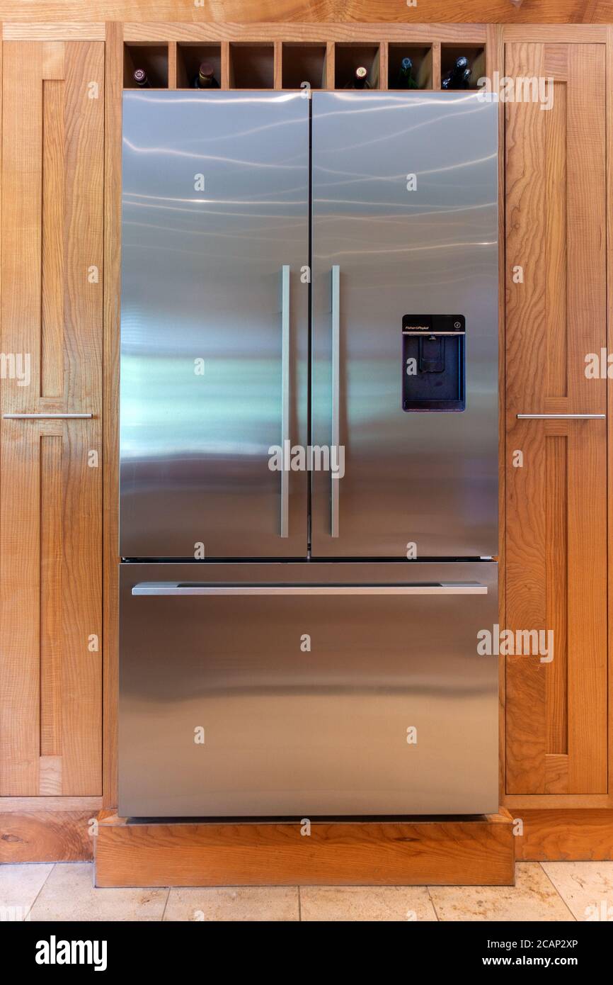 Double doors stainless steel refrigerator and freezer base Stock Photo ...