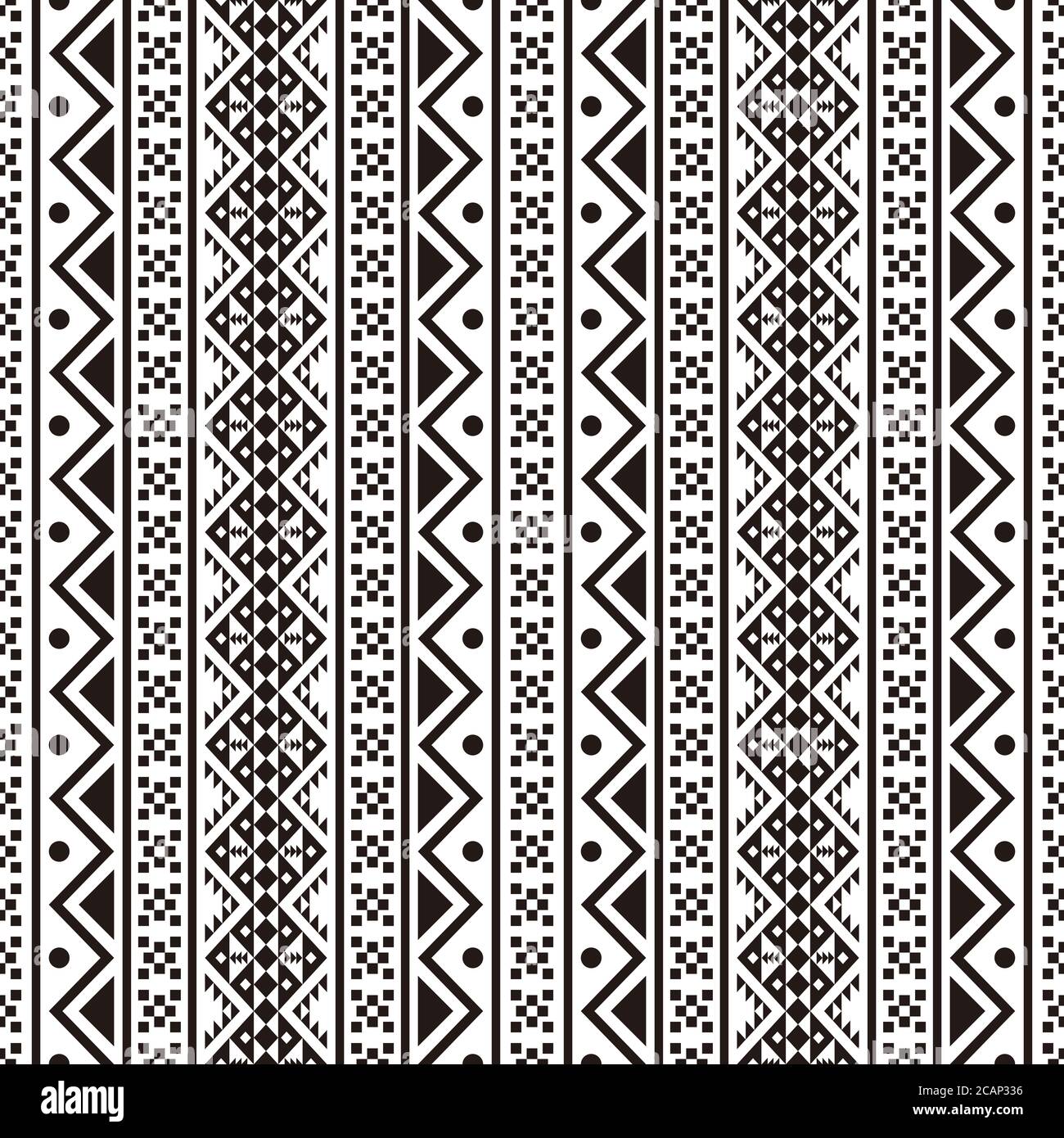 Seamless ethnic pattern. Traditional tribal pattern in black and white ...