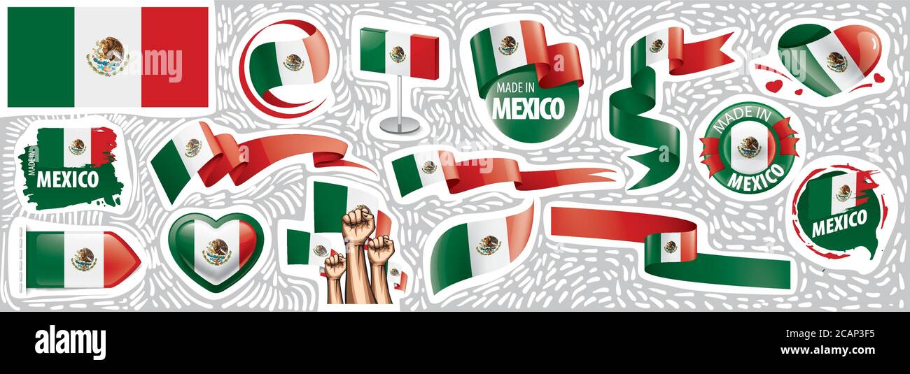 Vector set of the national flag of Mexican in various creative designs ...