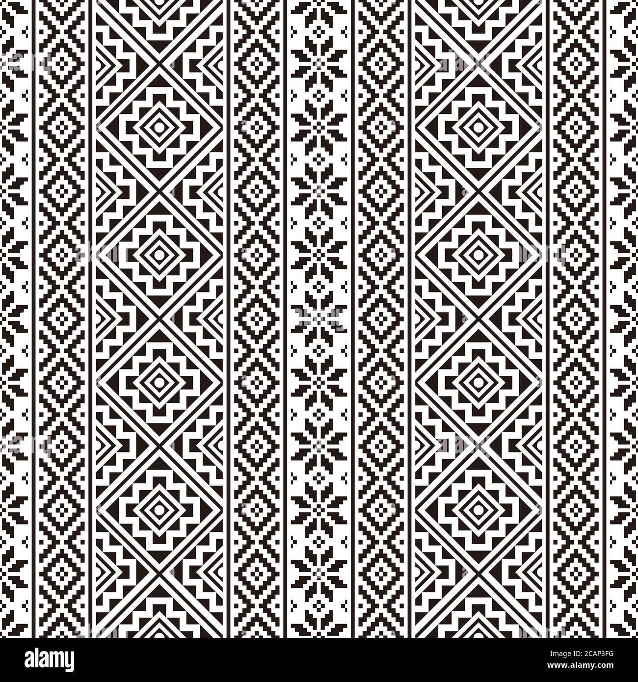 Ikat ethnic pattern vector in black and white color Stock Photo - Alamy