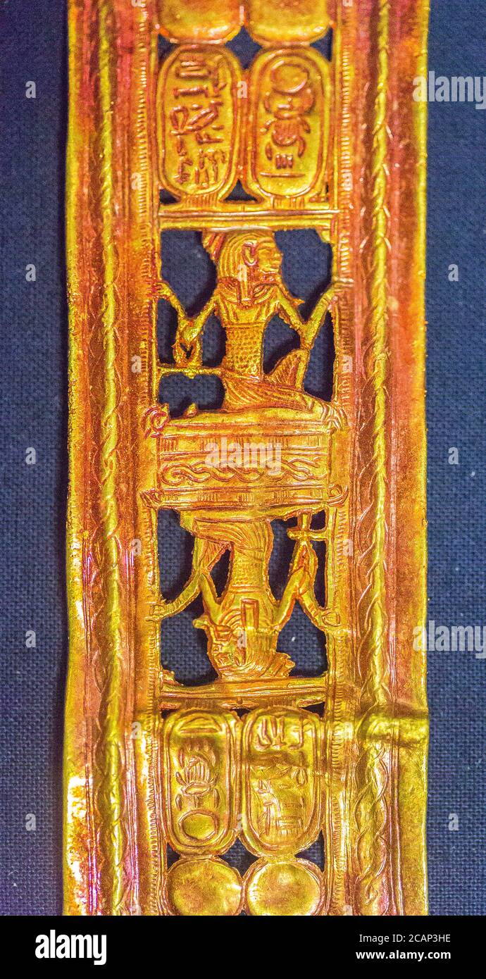 Egypt, Cairo, Tutankhamon jewellery, from his tomb in Luxor, buckle in ...