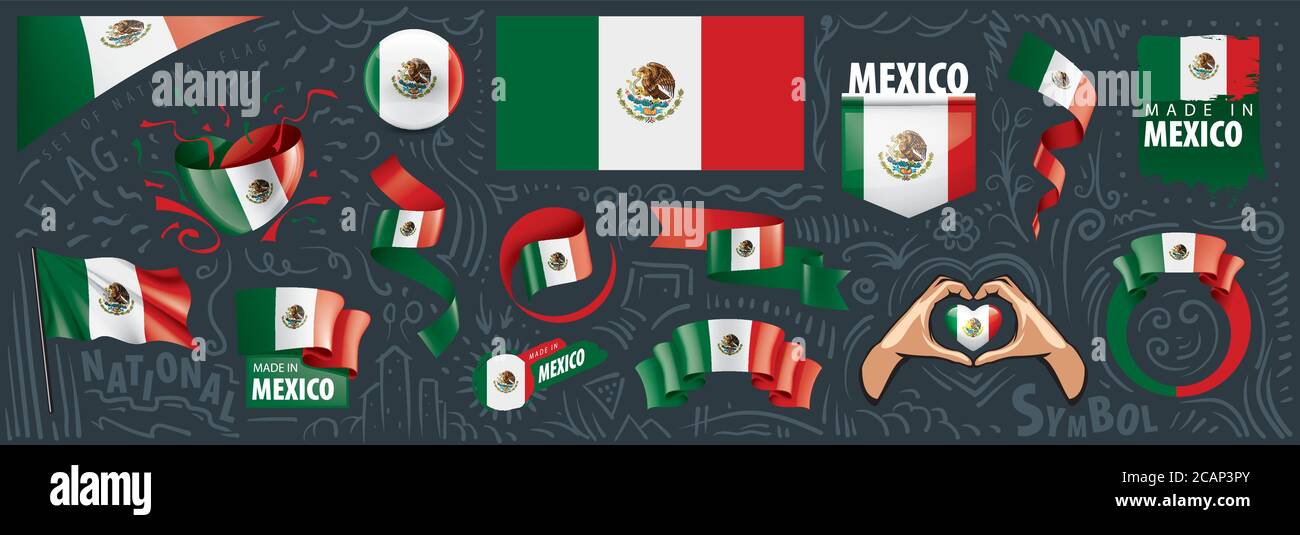 Vector set of the national flag of Mexican in various creative designs ...