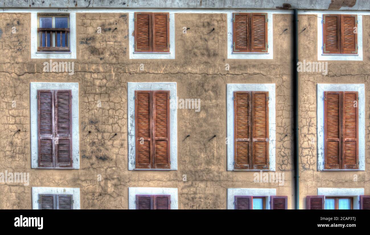 windows in an old building facade. Processed for hdr tone mapping ...
