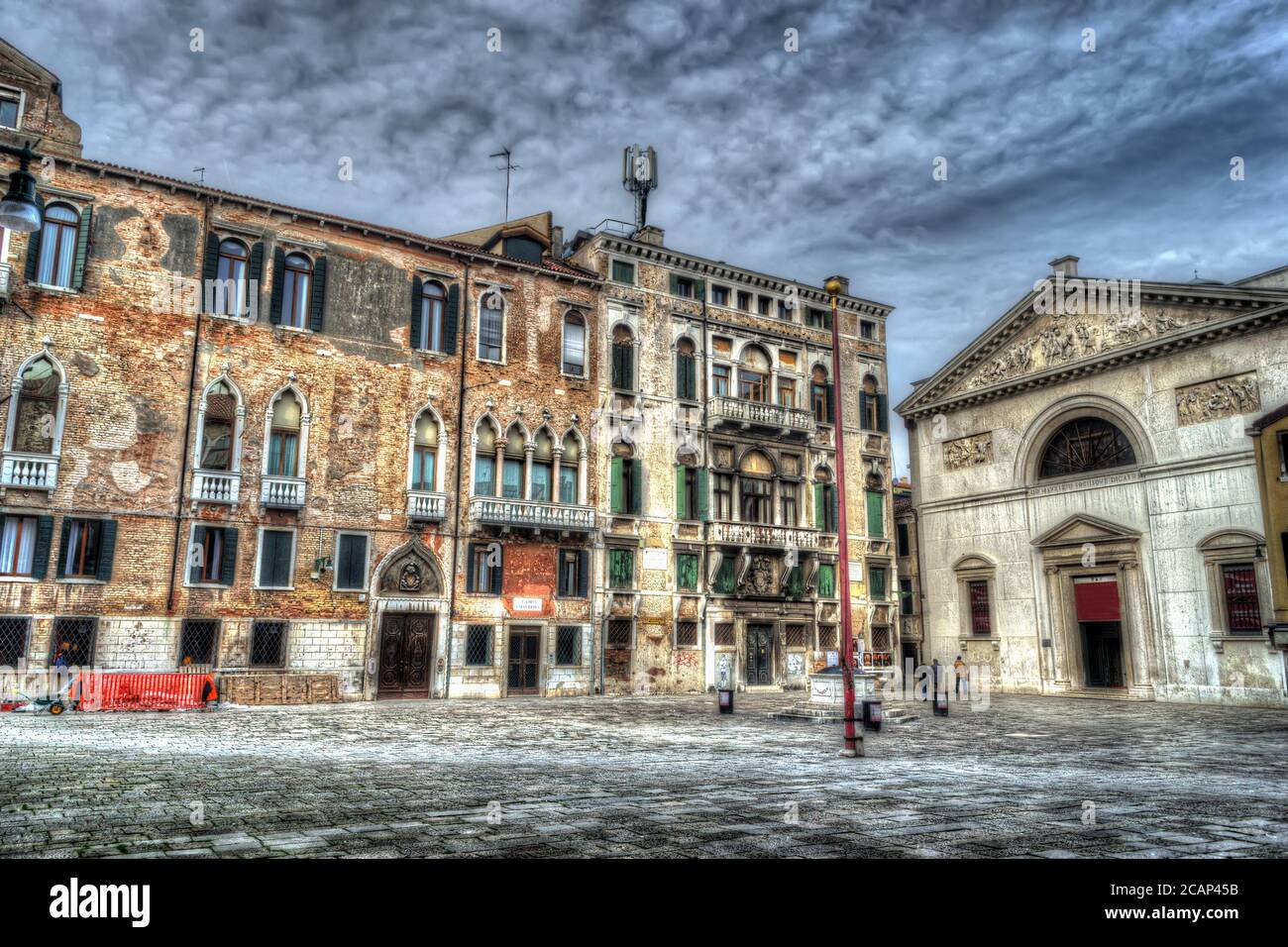 Venice square under a dramatic sky. Processed for hdr tone mapping ...