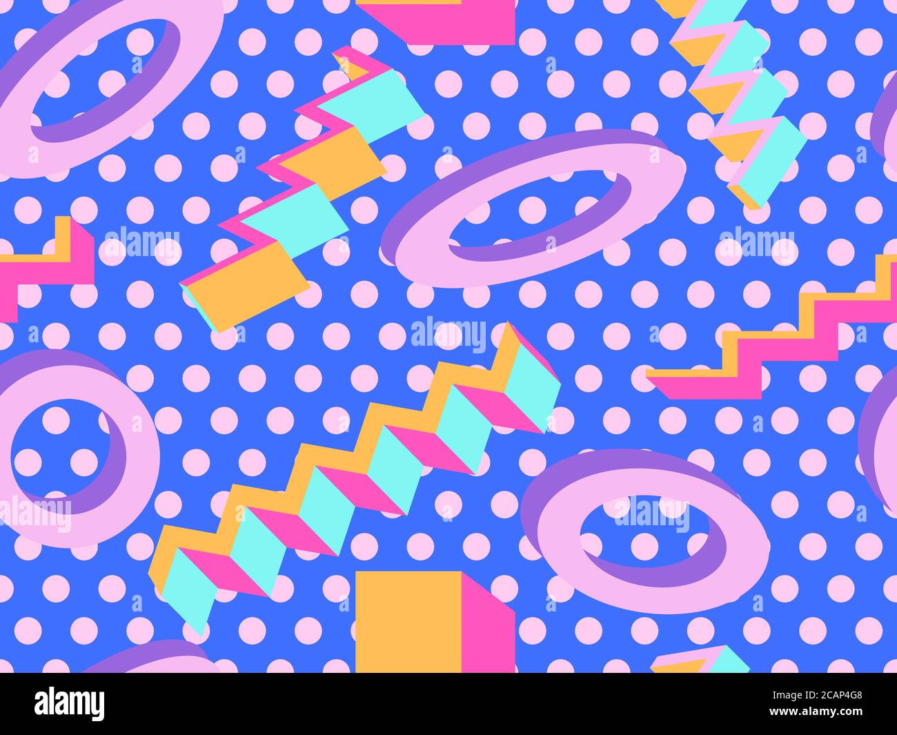3d memphis seamless pattern with geometric shapes in style 80s ...