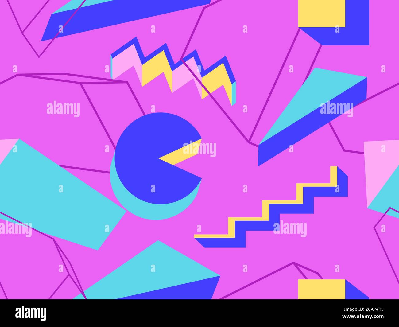 3d memphis seamless pattern with geometric shapes in style 80s ...