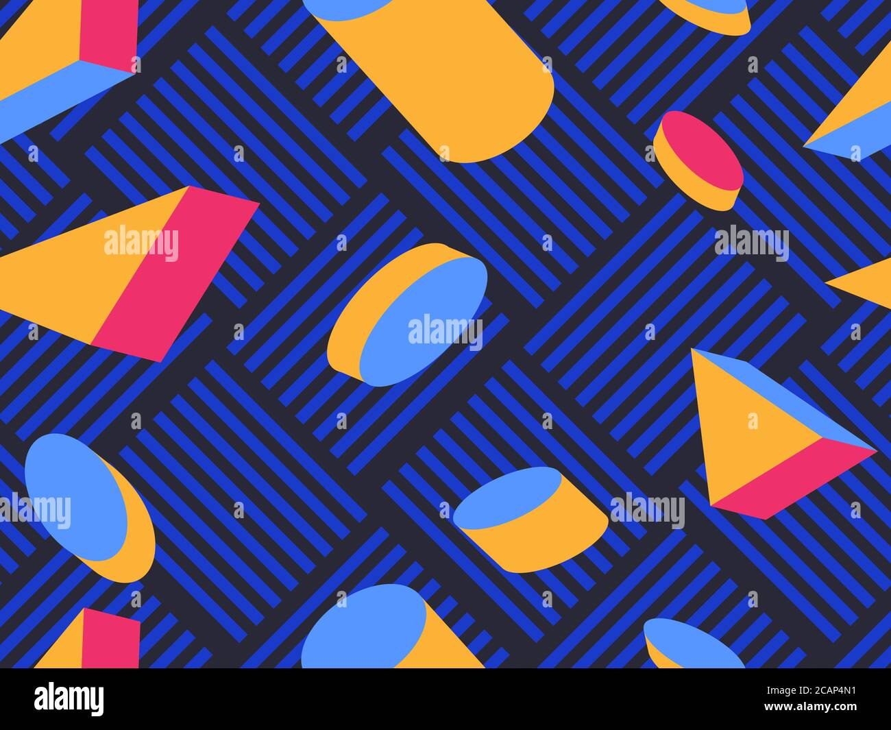 3d memphis seamless pattern with geometric shapes in style 80s ...