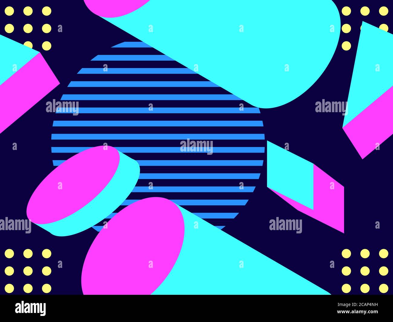 Memphis seamless pattern with geometric shapes in style of the 80s. 3d ...