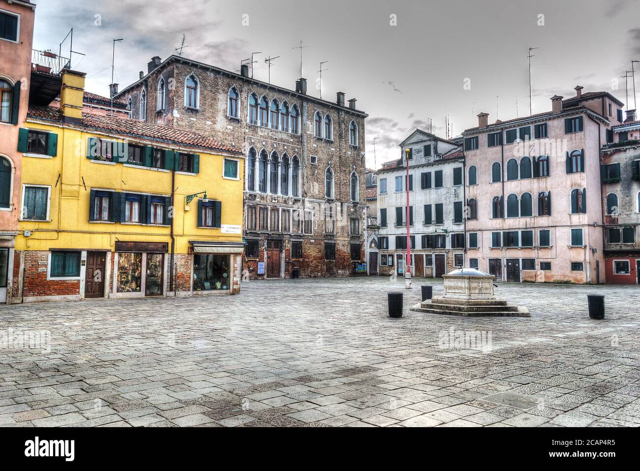 Venice square under a dramatic sky. Processed for hdr tone mapping ...