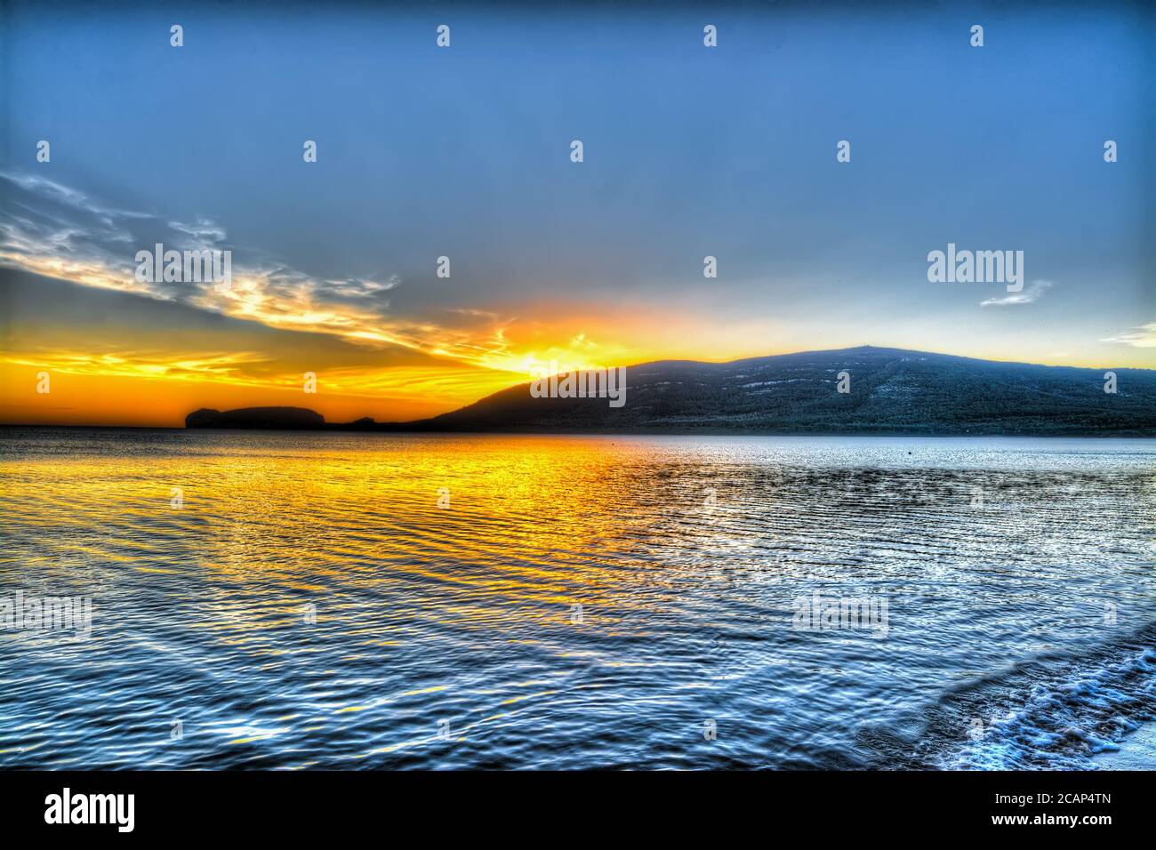 colorful sunset in Mugoni beach, Italy. Processed for hdr tone mapping ...