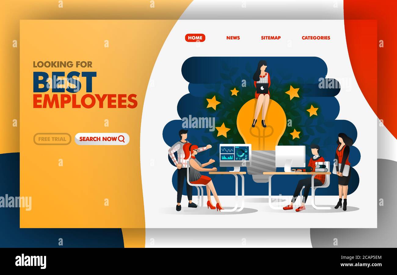 Vector illustration concept of The best employee who gives the best ...