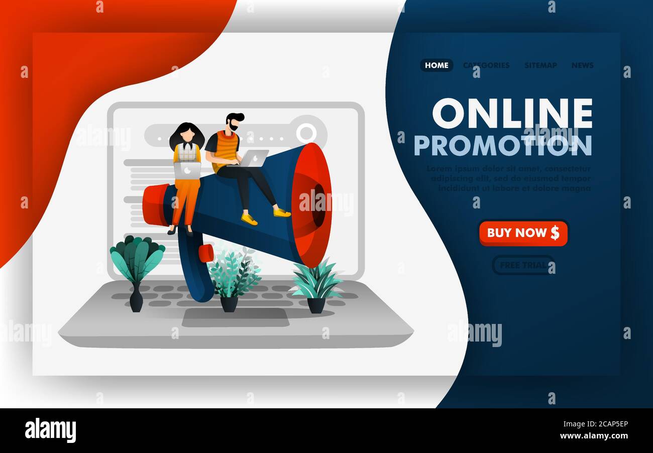 SEO promotion or Online Marketing Promotion vector Illustration concept ...