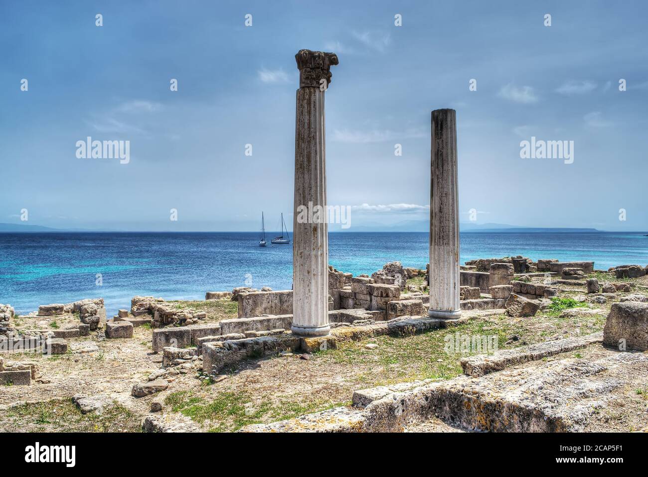 historic columns in Tharros, Italy Stock Photo - Alamy