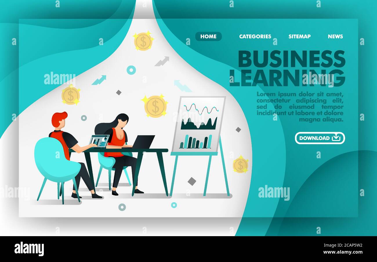Vector illustration concept. Green Website Banner about business ...