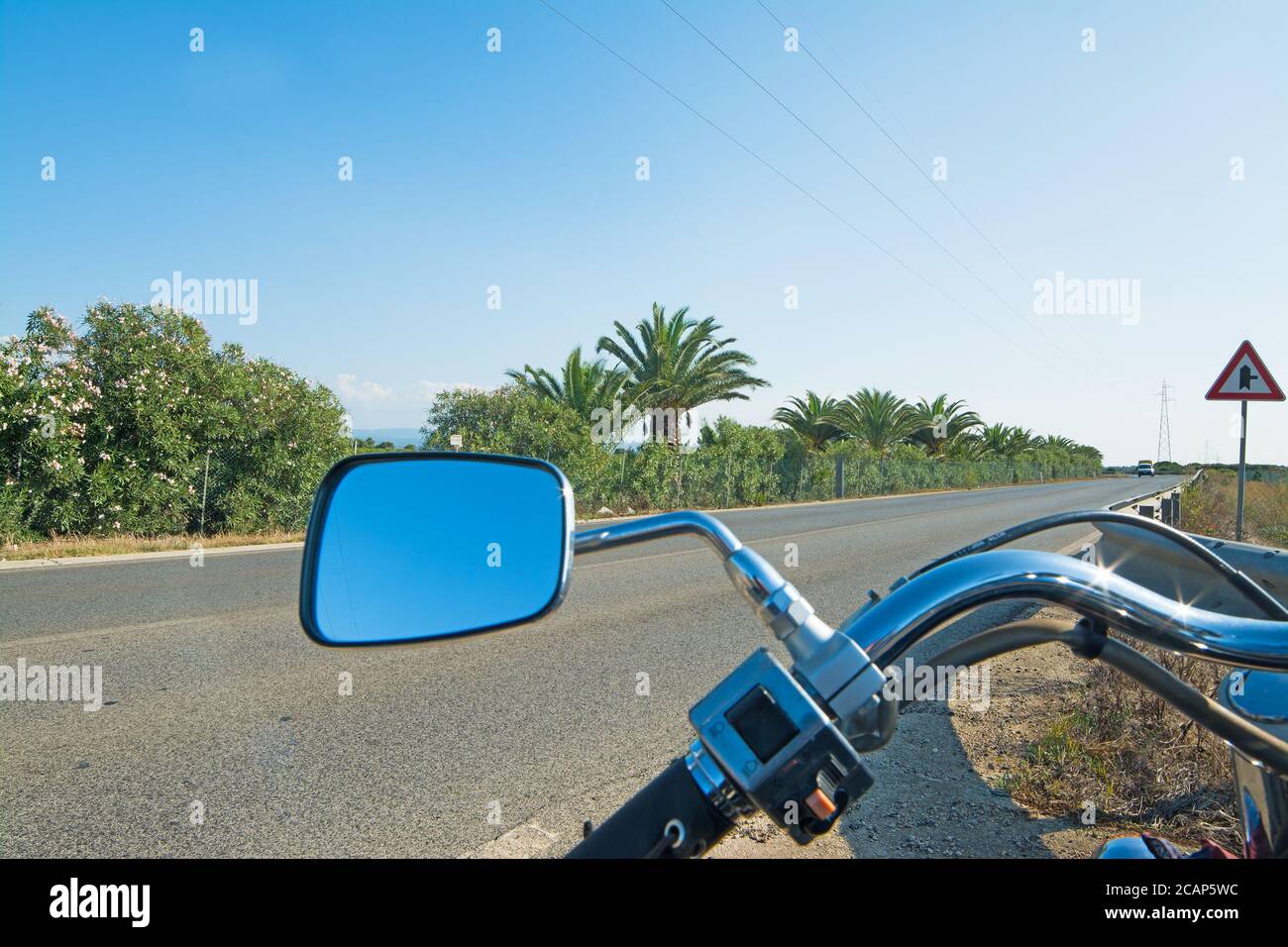 classic motorcycle on the edge of a country road Stock Photo - Alamy