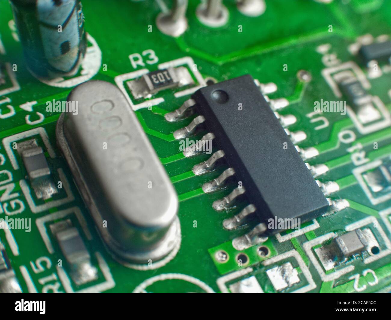 Damaged electronic board during repair with a soldering iron Stock ...