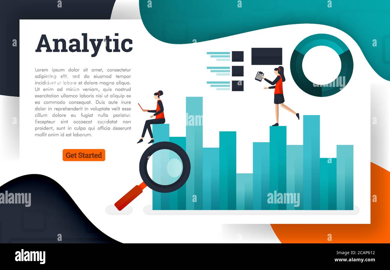Vector illustration of Data analysis & business information research ...