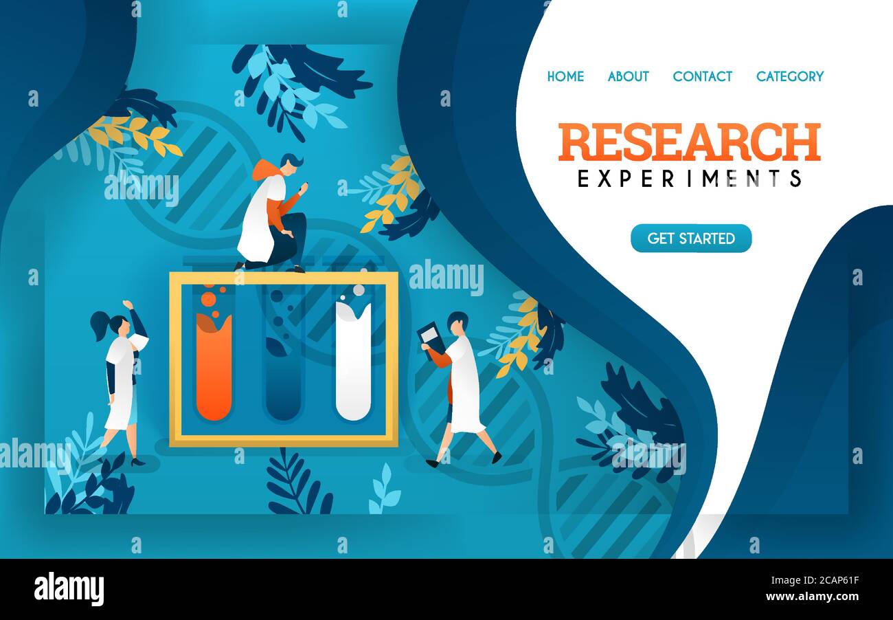 research experiment. health banner. young scientists examined fluids in ...