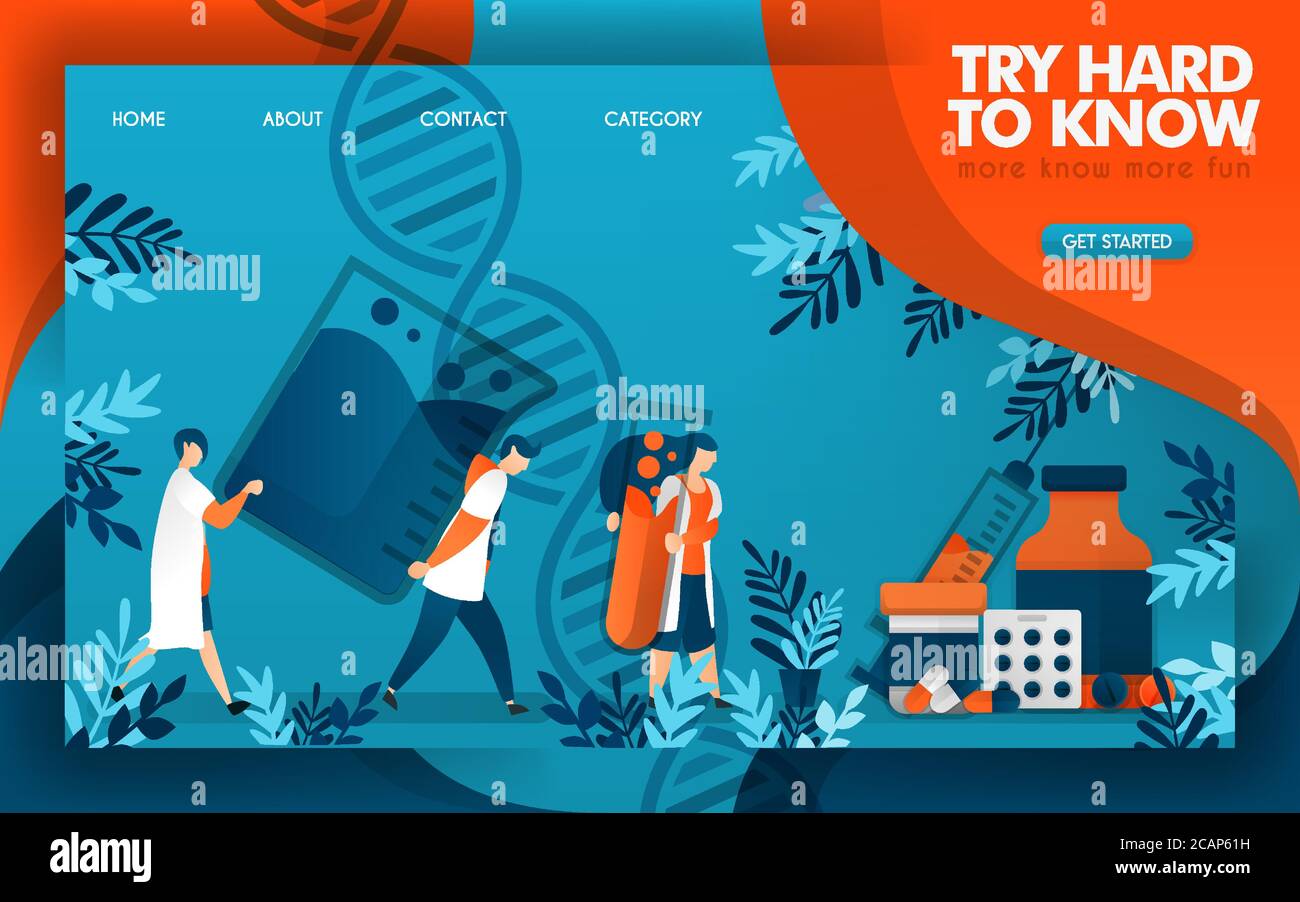 Doctors work hard to know the science of making good medicine. flat ...