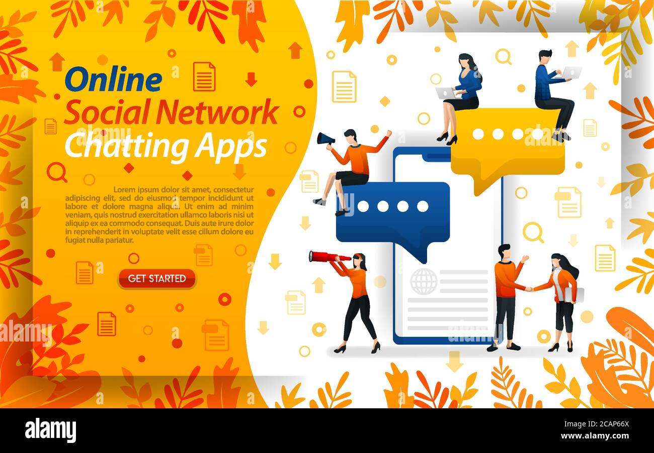 Online chat apps. social network to send messages. mobile apps for chat ...