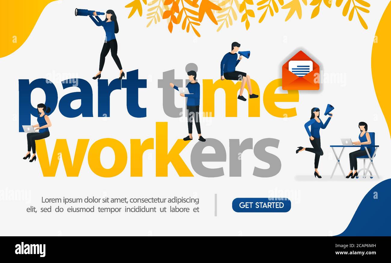 People are working freelance by writing part time workers, concept ...