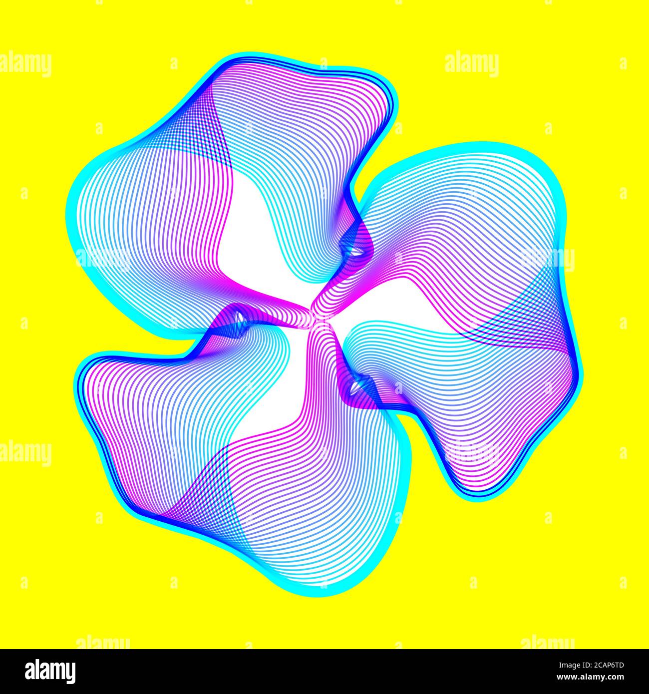 Fantastic neon flower icon, abstract shape with lots of blending lines ...
