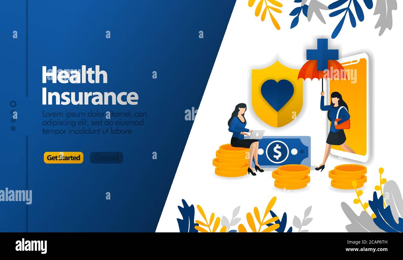 Health insurance mobile apps with protective umbrellas and shields ...