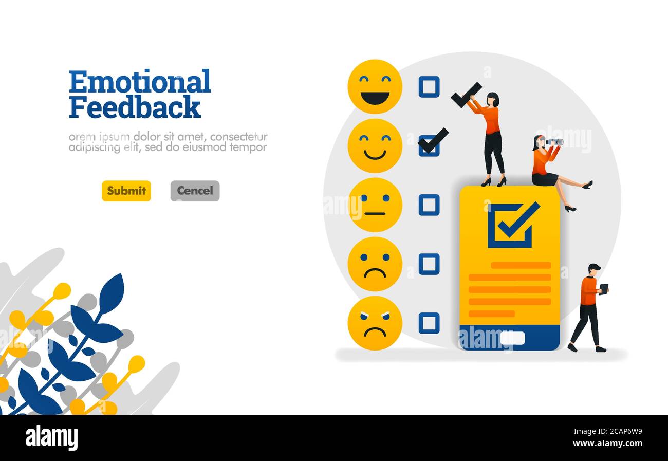 Emotional feedback with emoticons and checklists on smartphones vector ...