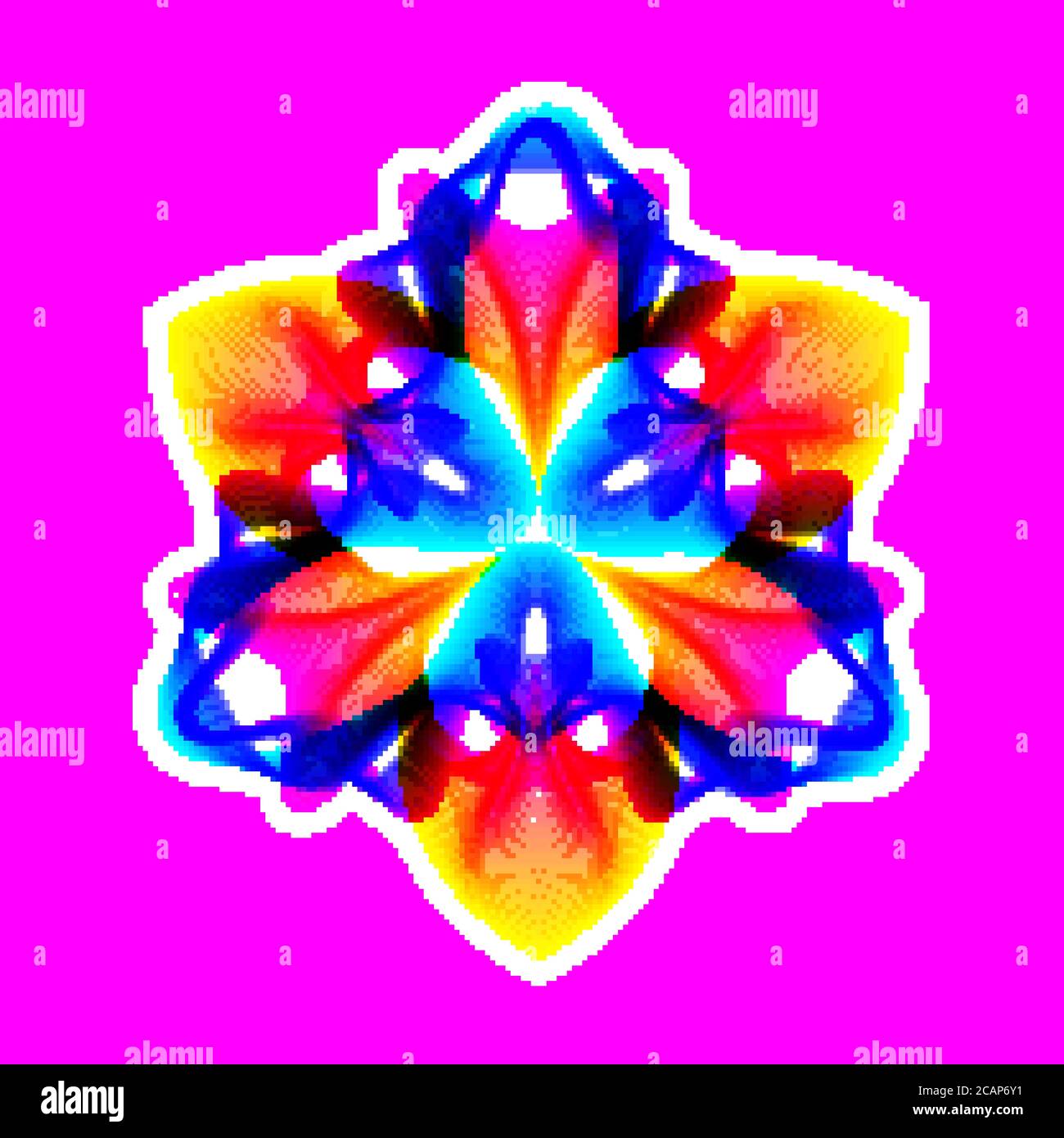 Fantastic neon flower icon, abstract shape with lots of blending lines ...