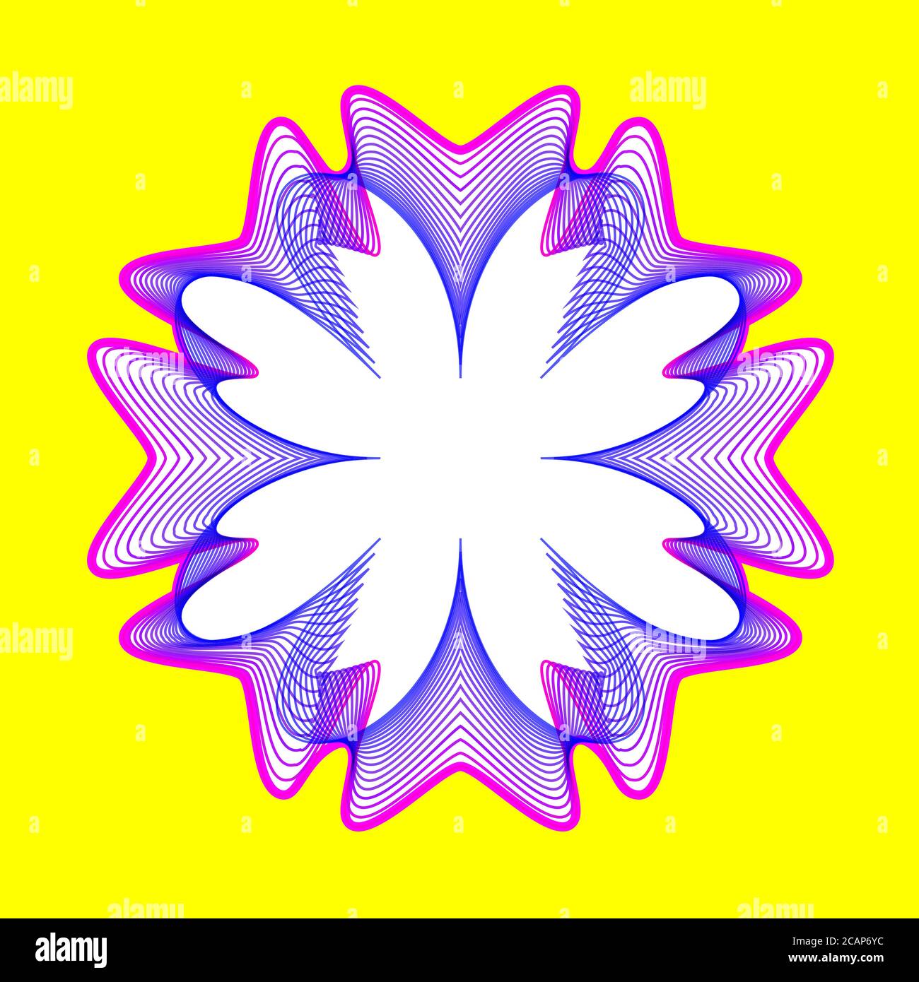 Fantastic neon flower icon, abstract shape with lots of blending lines ...