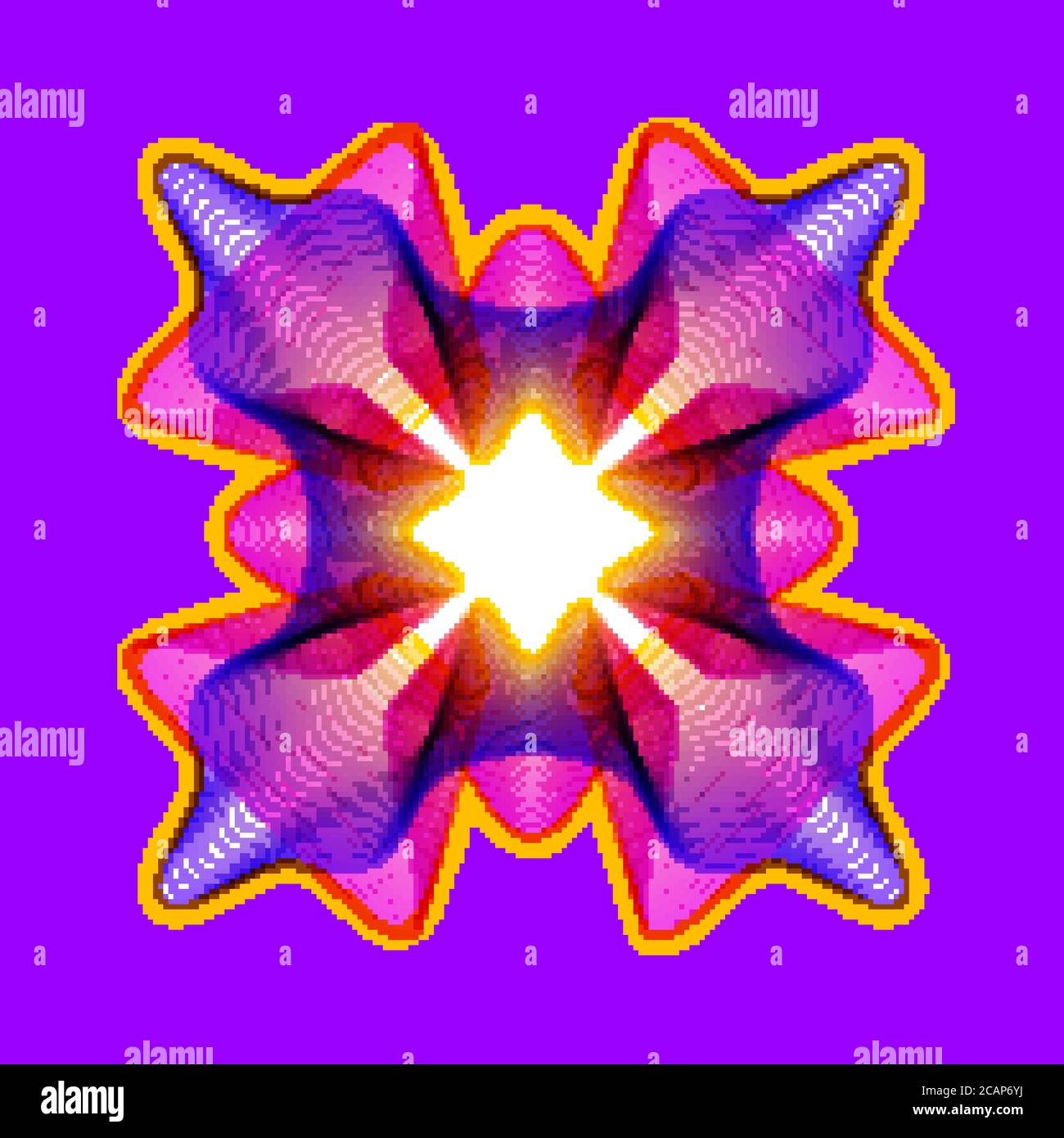 Fantastic neon flower icon, abstract shape with lots of blending lines ...