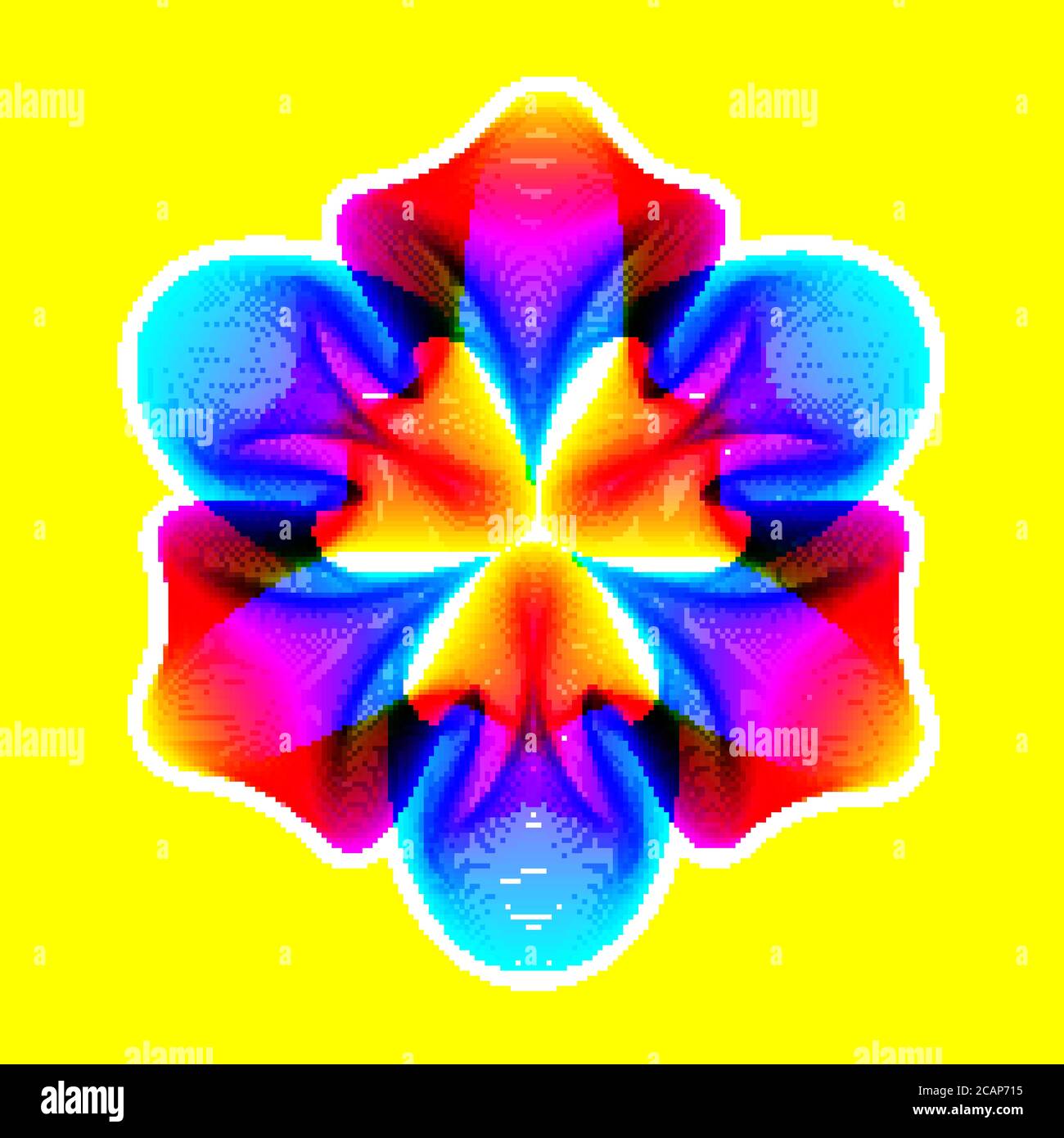 Fantastic neon flower icon, abstract shape with lots of blending lines ...