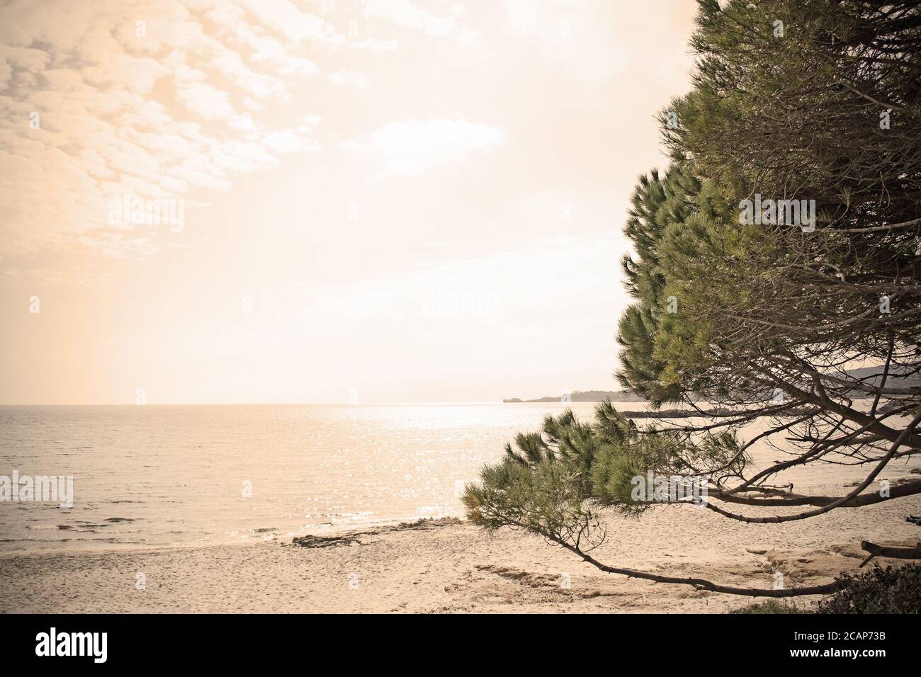 Le Bombarde beach in vintage effect. Shot in Sardinia, Italy Stock ...