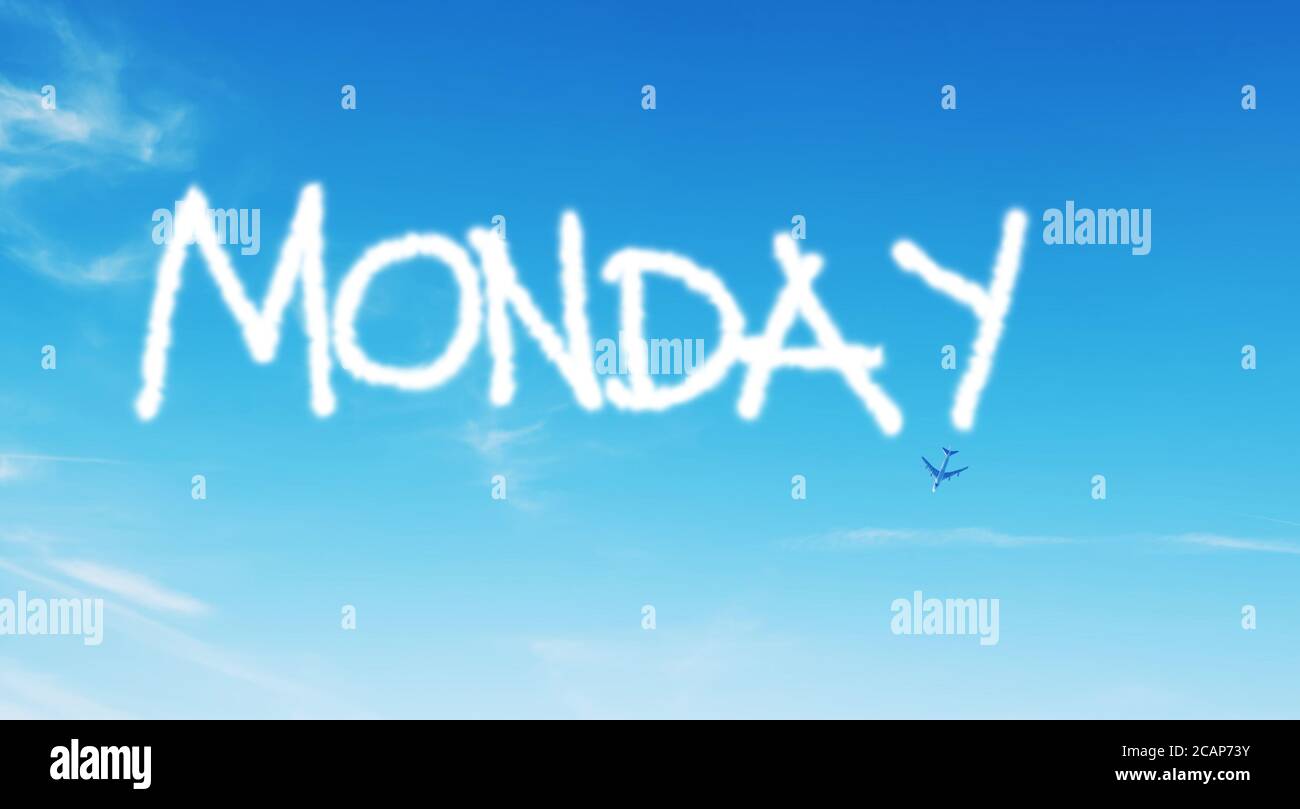 monday written in the sky with contrails Stock Photo - Alamy