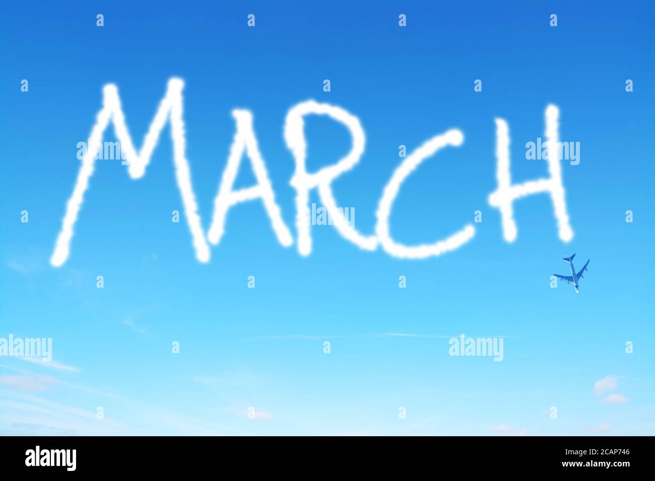 march written in the sky with contrails Stock Photo - Alamy